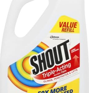 Shout Active Enzyme Laundry Stain Remover Spray, Triple-Acting Formula Clings, Penetrates, and Lifts 100+ Types of Everyday Stains - Prewash Refill 60oz