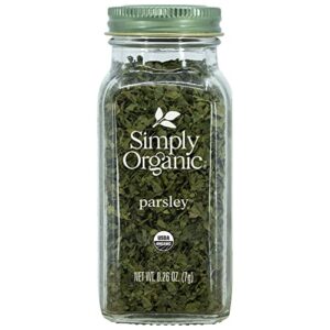 simply organic parsley flakes, 0.26-ounce jar, fresh, green-leafy taste, vibrant color italian parsley, kosher, organic