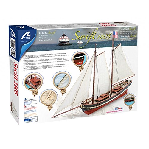 Artesanía Latina – Wooden Ship Model Kit – US Pilot Boat, Swift– Model 22110-N, 1:50 Scale – Models to Assemble – Initiation Level