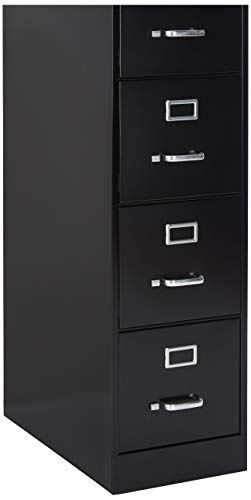 Lorell LLR60191 4-Drawer Vertical File with Lock, 15" x 26-1/2" x 52", Black