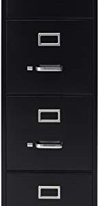 Lorell LLR60191 4-Drawer Vertical File with Lock, 15" x 26-1/2" x 52", Black