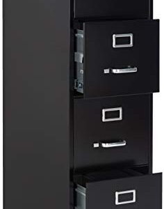 Lorell LLR60191 4-Drawer Vertical File with Lock, 15" x 26-1/2" x 52", Black