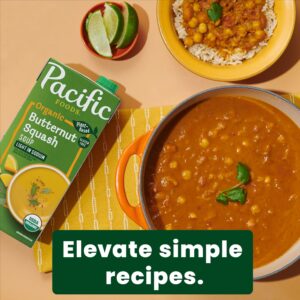 Pacific Foods Organic Butternut Squash Soup, Plant Based Light Sodium Soup, 32 oz Carton