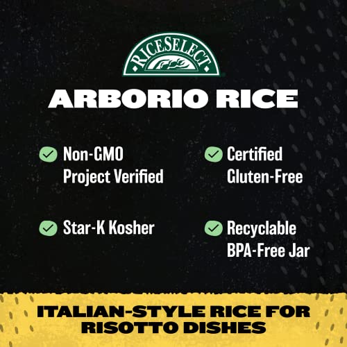 RiceSelect Arborio Rice for Italian Risotto, Premium Gluten-Free Rice, Non-GMO, 32-Ounce Jar, (Pack of 1)