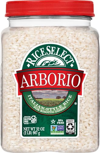 RiceSelect Arborio Rice for Italian Risotto, Premium Gluten-Free Rice, Non-GMO, 32-Ounce Jar, (Pack of 1)