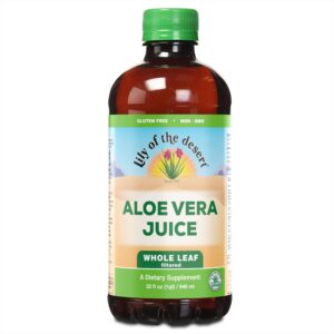 lily of the desert aloe vera juice - whole leaf filtered aloe vera drink, non-gmo aloe juice with natural digestive enzymes for gut health, stomach relief, wellness, glowing skin, 32 fl oz