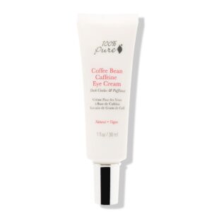 100% pure coffee bean caffeine eye cream refresh & hydrate under eye treatment reduce puffiness, dark circles, wrinkles with green tea, rose hip, vitamin e - youthful vibrant eyes - vegan - 1 oz