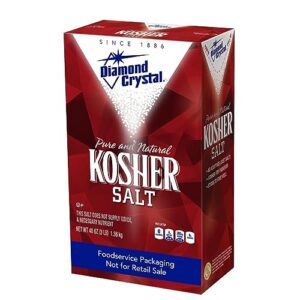 diamond crystal kosher salt – full flavor, no additives and less sodium - pure and natural since 1886 (restuarant pack) - 3 pound box