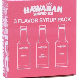 Hawaiian Shaved Ice Syrup Assortment, 3 - 16oz Bottles Of The Most Popular Flavors: Cherry, Grape, Blue Raspberry. Perfect For Shaved ice, Snow Cones, Sodas, Ice Pops, and Slushies. Allergy-friendly