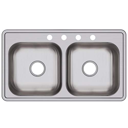 Elkay D233194 Dayton Equal Double Bowl Drop-in Stainless Steel Sink 33 x 19 x 6.5