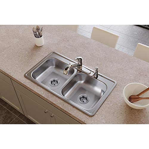 Elkay D233194 Dayton Equal Double Bowl Drop-in Stainless Steel Sink 33 x 19 x 6.5