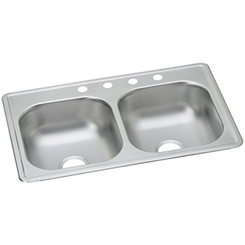 Elkay D233194 Dayton Equal Double Bowl Drop-in Stainless Steel Sink 33 x 19 x 6.5