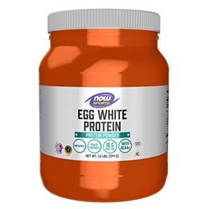 now sports nutrition, egg white protein, 16 g with bcaas, unflavored powder, 1.2-pound