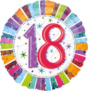 amscan 18th birthday balloon - prismatic radiant 18th birthday flat 18" foil balloon - 18