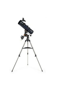 celestron - astromaster 130eq-md newtonian telescope - reflector telescope for beginners - fully-coated glass optics - adjustable-height tripod - bonus astronomy software package