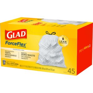 Glad ForceFlex Tall Kitchen Drawstring Trash Bags, 13 Gallon, 45 Count (Package May Vary)