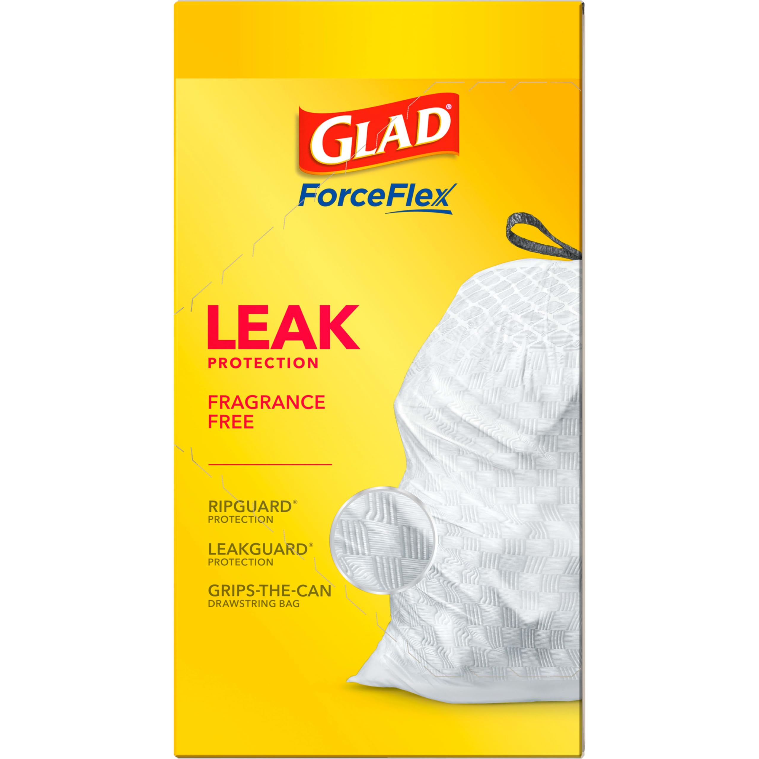 Glad ForceFlex Tall Kitchen Drawstring Trash Bags, 13 Gallon, 45 Count (Package May Vary)