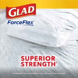 Glad ForceFlex Tall Kitchen Drawstring Trash Bags, 13 Gallon, 45 Count (Package May Vary)