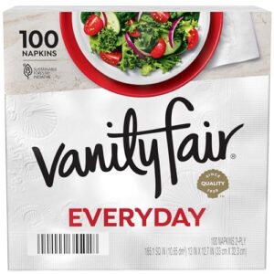 vanity fair everyday paper napkins, 100 2-ply disposable napkins