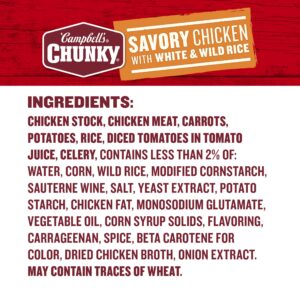 Campbell's Chunky Soup, Savory Chicken with White and Wild Rice Soup, 18.8 Oz Can (Case of 12)