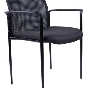 Boss Office Products Stackable Mesh Guest Chair in Black