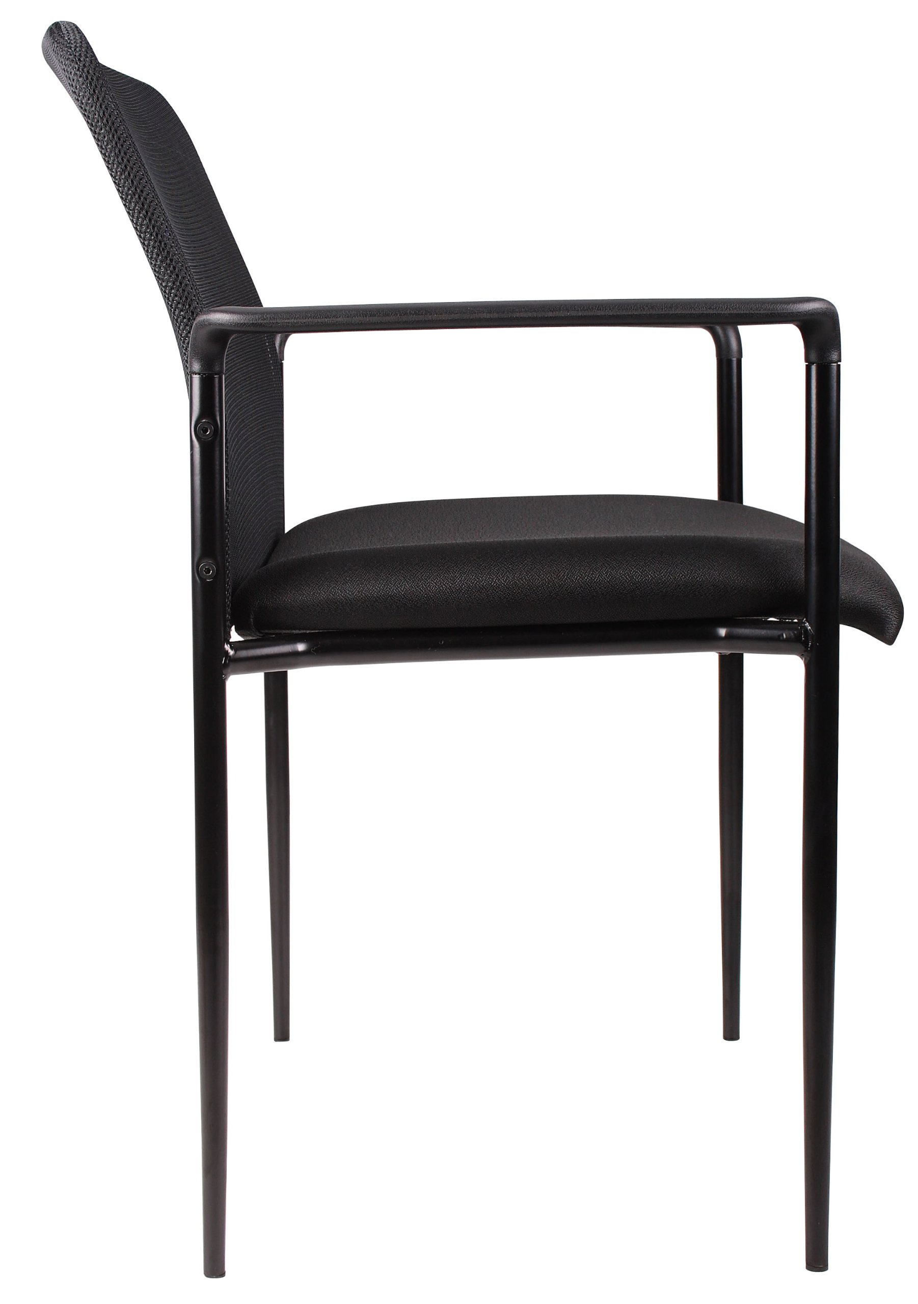 Boss Office Products Stackable Mesh Guest Chair in Black