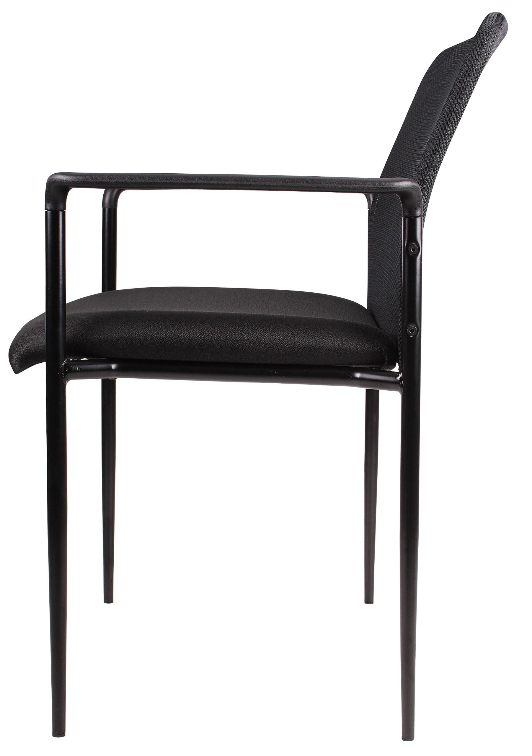 Boss Office Products Stackable Mesh Guest Chair in Black