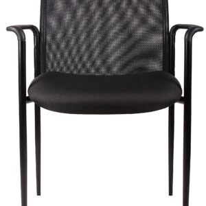 Boss Office Products Stackable Mesh Guest Chair in Black