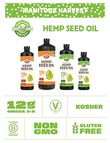 Manitoba Harvest Organic Hemp Oil, Cold Pressed, 12g of Omegas 3&6 Per Serving, Non-GMO, 8.45 Fl Oz