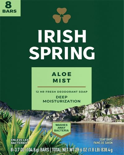 Irish Spring Aloe Bar Soap, (00035000141705), 3.7 Ounce (Pack of 8)