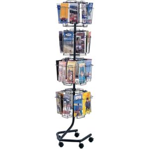 safco products 4128ch 32 pockets wire brochure display rack, charcoal, rotating for increased visibility, office and classroom organization