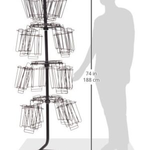 Safco Products 4128CH 32 Pockets Wire Brochure Display Rack, Charcoal, Rotating for Increased Visibility, Office and Classroom Organization