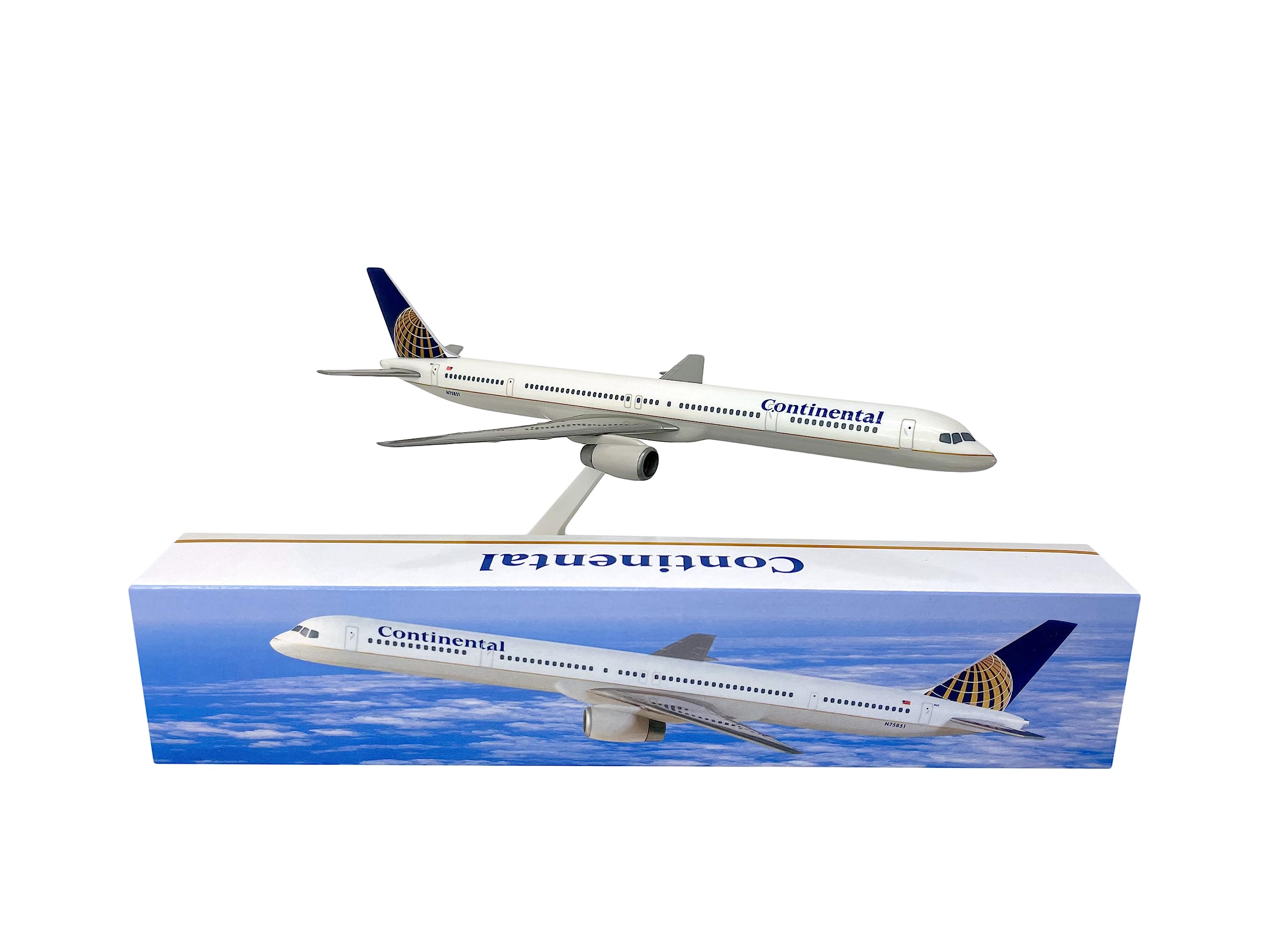 Flight Miniatures Continental (91-10) Boeing 757-300 1:200 Scale - Plastic Snap-Fit Model Airplane - Collectible Replica of Continental Airlines Aircraft Part #ABO-75730H-003