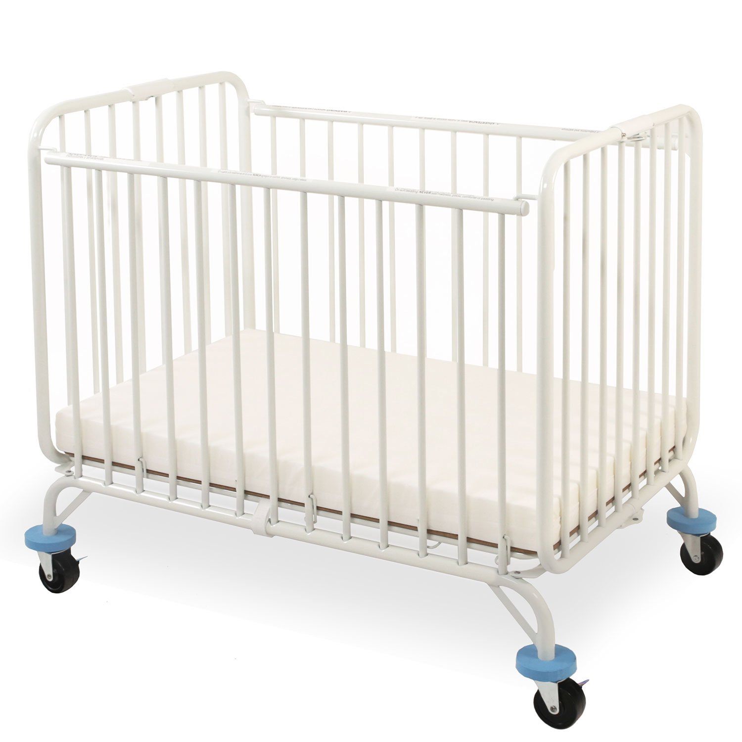 L.A. Baby Deluxe Holiday Mini/Portable Folding Metal Crib, White