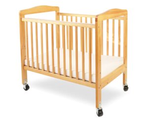 la baby compact non-folding wooden window crib, natural