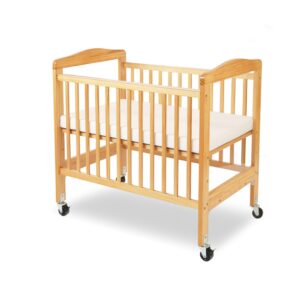 LA Baby Compact Non-Folding Wooden Window Crib, Natural