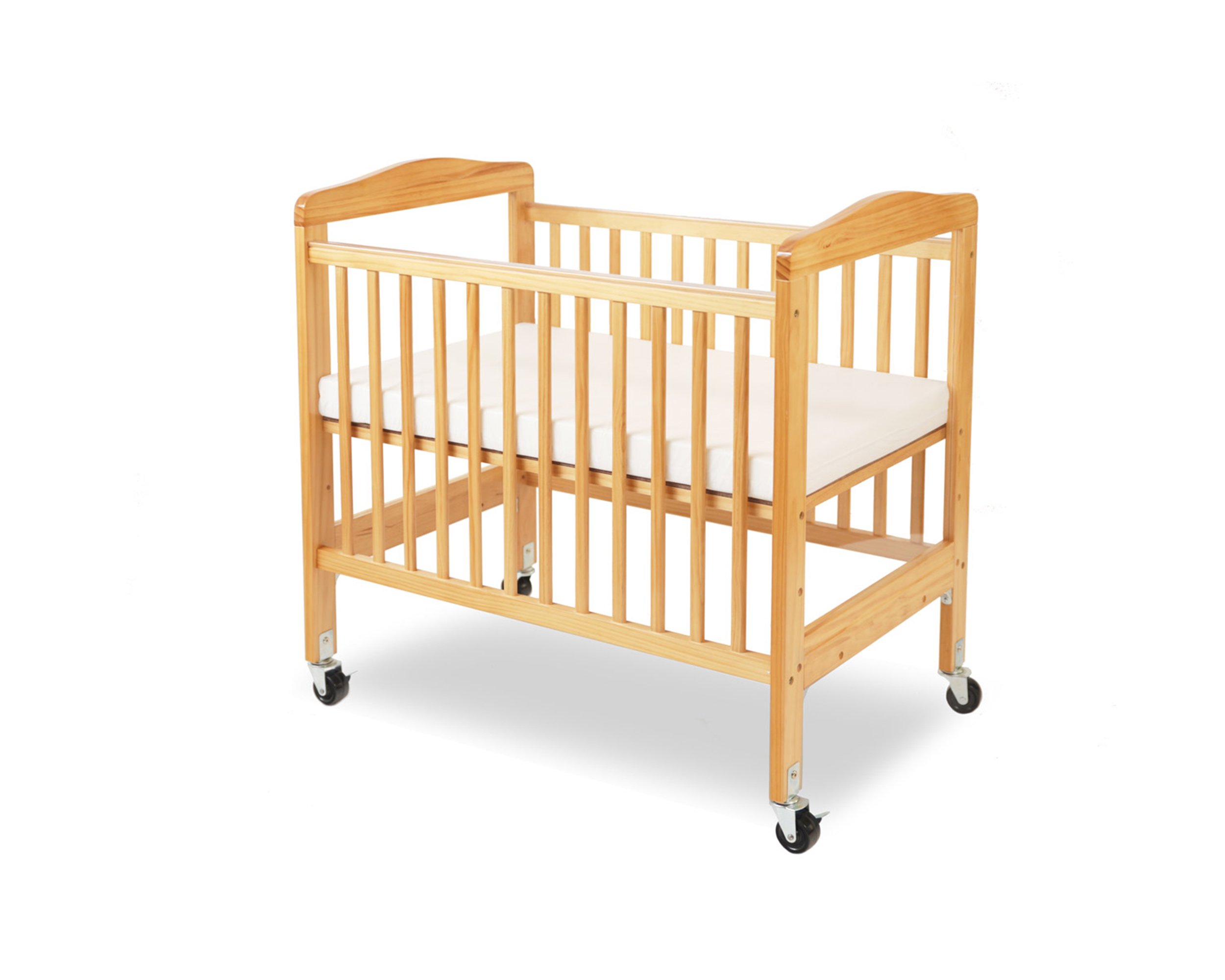 LA Baby Compact Non-Folding Wooden Window Crib, Natural