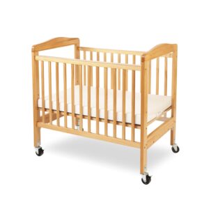 LA Baby Compact Non-Folding Wooden Window Crib, Natural