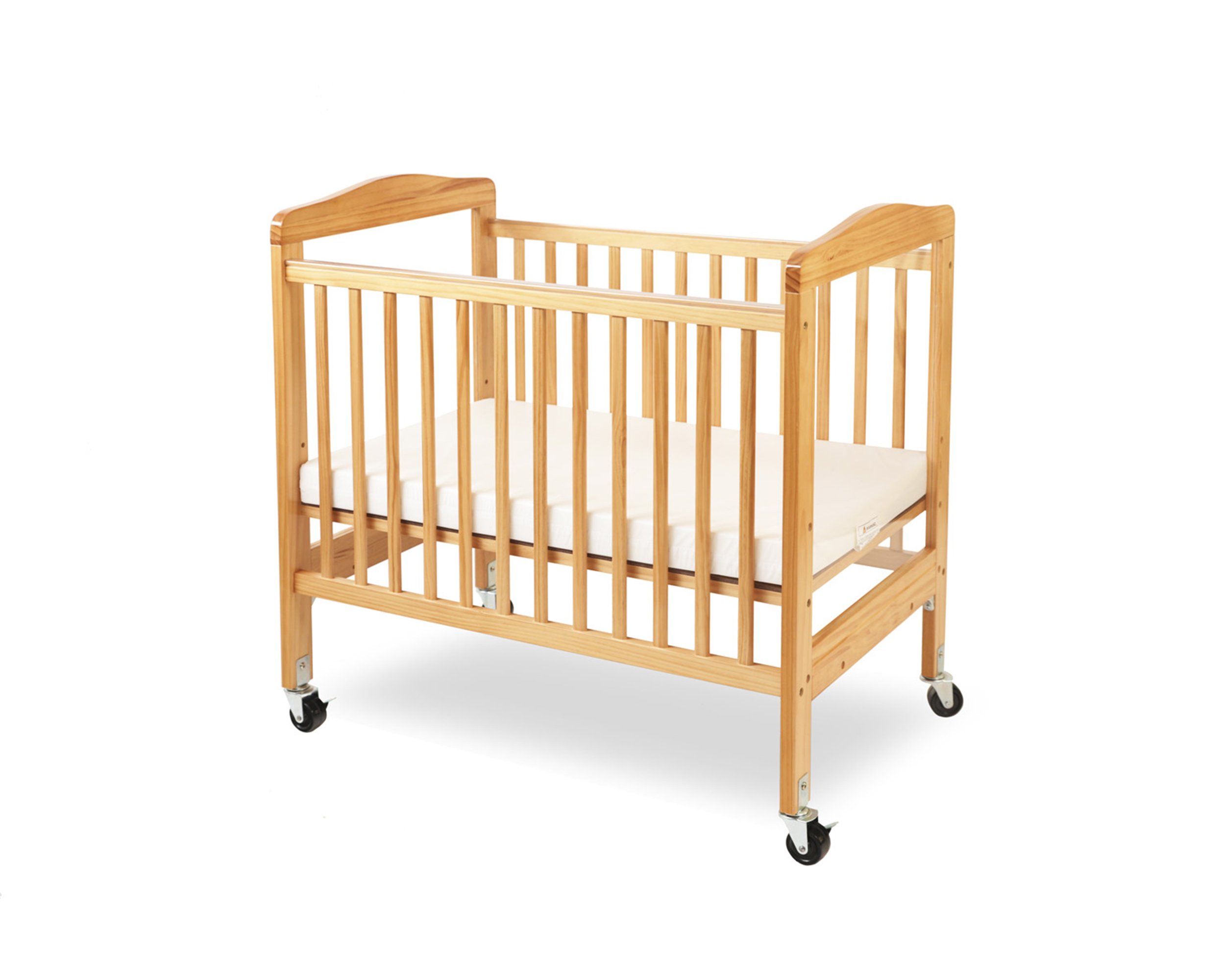 LA Baby Compact Non-Folding Wooden Window Crib, Natural