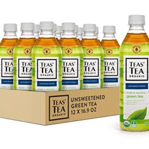 Teas' Tea Unsweetened Pure Green Tea, Organic, Sugar Free, 0 Calories, 16.9 Ounce (Pack of 12)