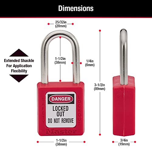 Master Lock 410RED Lockout Tagout Safety Padlock with Key