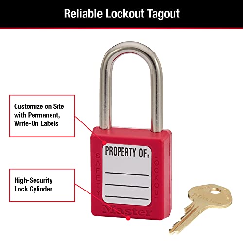 Master Lock 410RED Lockout Tagout Safety Padlock with Key