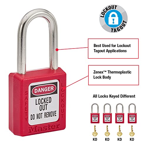 Master Lock 410RED Lockout Tagout Safety Padlock with Key