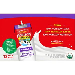 Horizon Organic Shelf-Stable Low Fat milk Boxes, Vanilla, 8 oz., 12 Pack