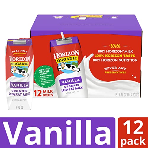 Horizon Organic Shelf-Stable Low Fat milk Boxes, Vanilla, 8 oz., 12 Pack