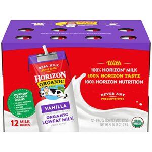 Horizon Organic Shelf-Stable Low Fat milk Boxes, Vanilla, 8 oz., 12 Pack