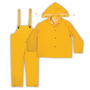 custom leathercraft mens duty clc 3 piece heavyweight pvc rain suit size x large 872008, yellow, x-large us