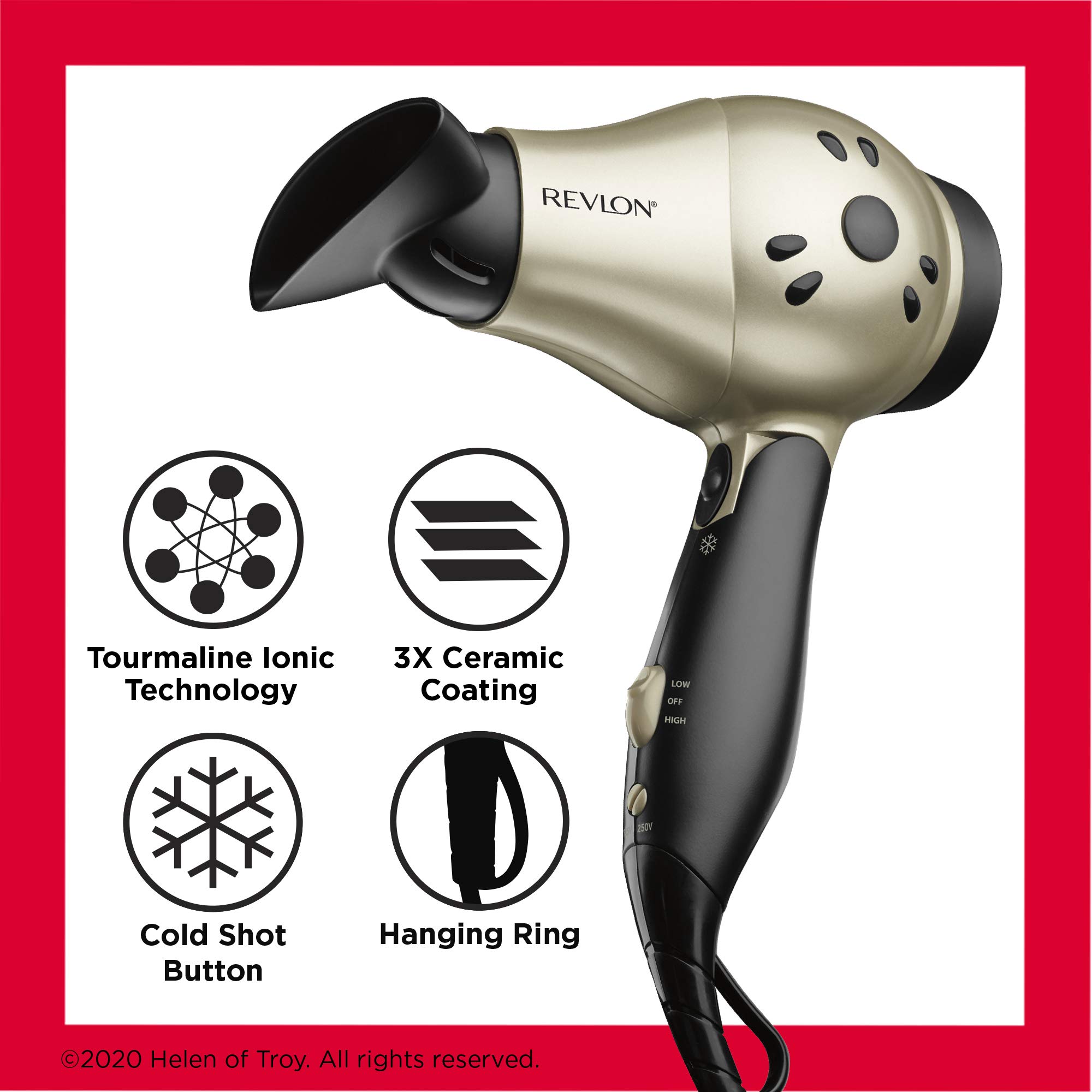 REVLON 1875W Compact Folding Handle Hair Dryer | Great for Travel