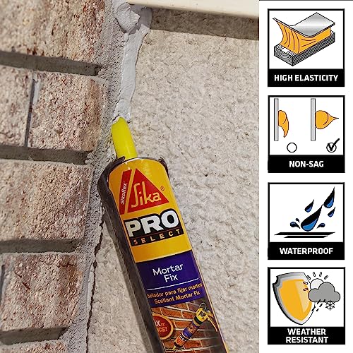 Sikaflex Mortar Fix, Limestone, Polyurethane sealant for repairing damaged mortar, joints and gaps. Sealing mortar cracks 10.1 fl. oz Cartridge