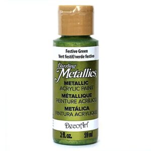 decoart dazzling metallics 2-ounce festive green acrylic paint